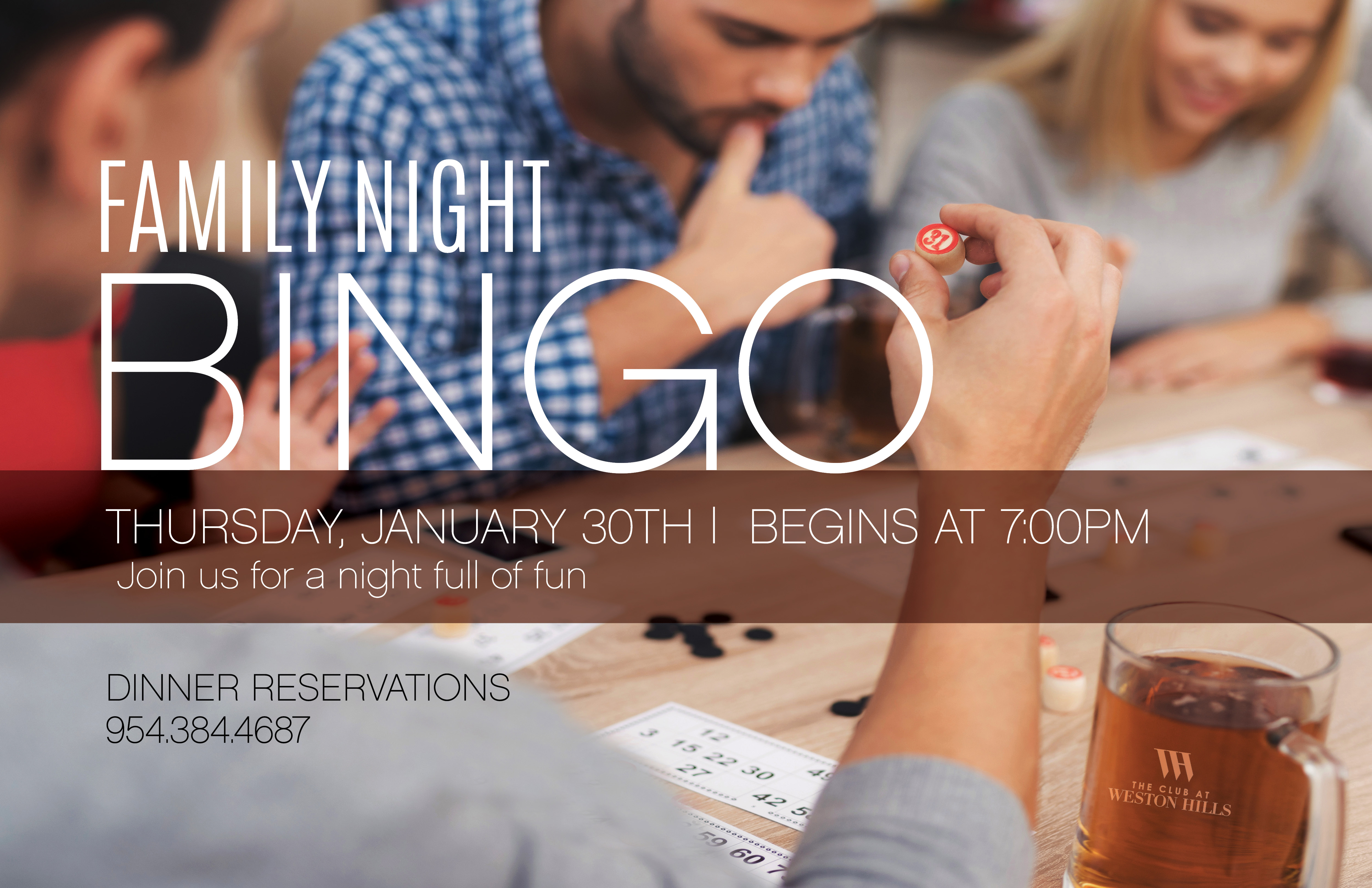 Family Bingo Night | The Club at Weston Hills | Thursday, January 30, 2020